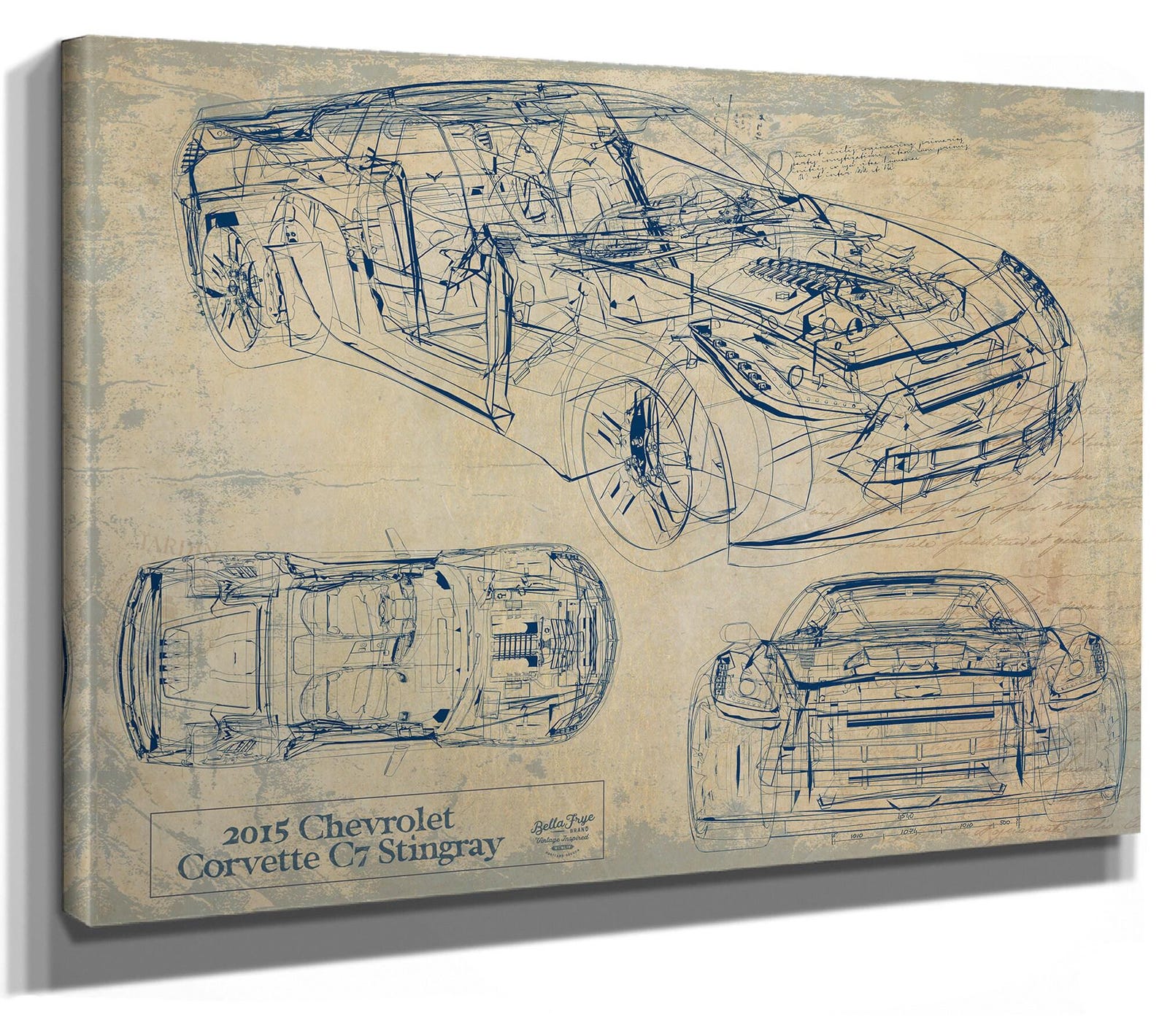 2015 Corvette C7 Stingray Blueprint Art: Framed Canvas Print - Etsy