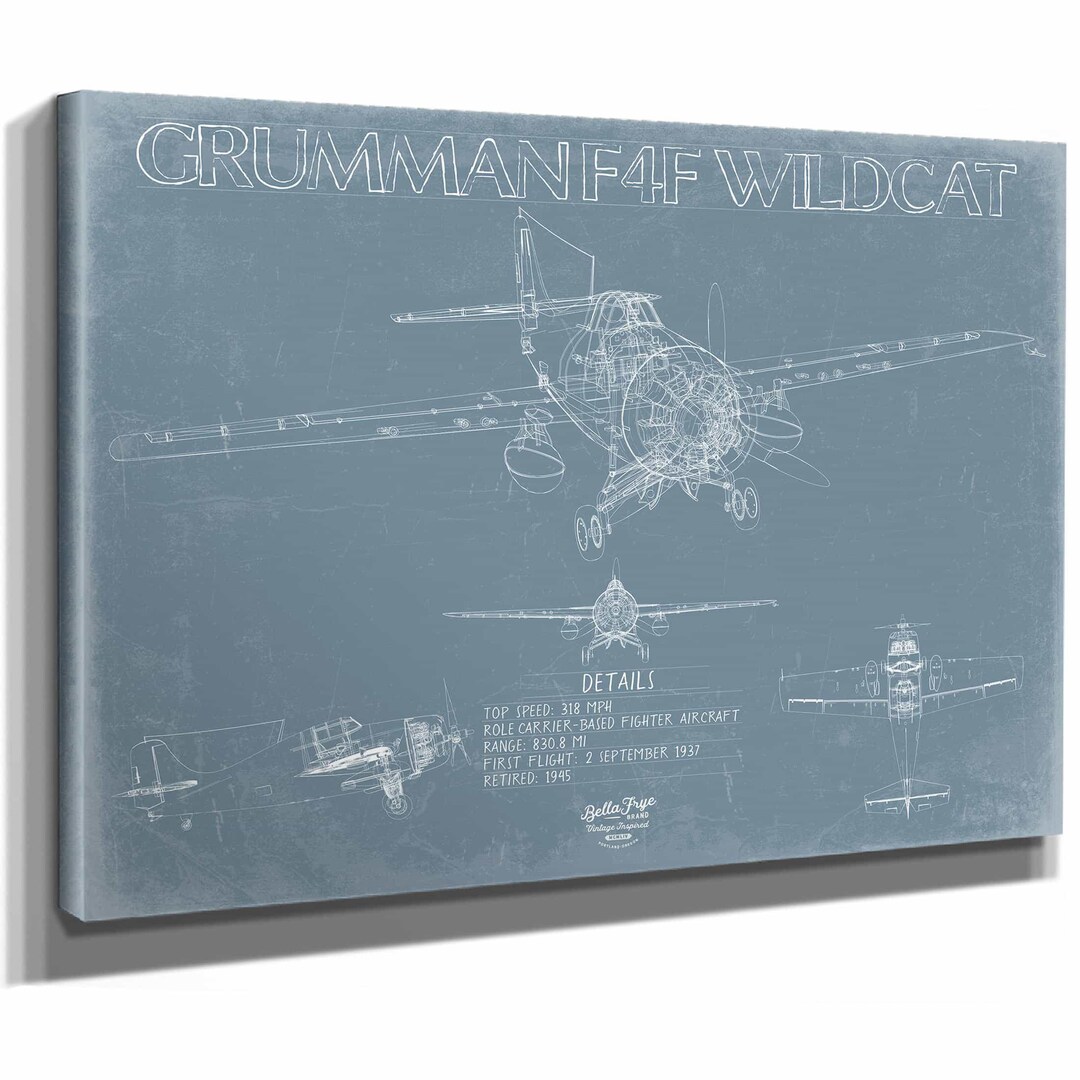 F4F Wildcat Blueprint Wall Art - Original Airplane Print - Etsy