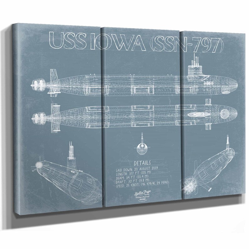 USS Iowa (SSN-797) Blueprint Wall Art - Original Submarine Print - Etsy