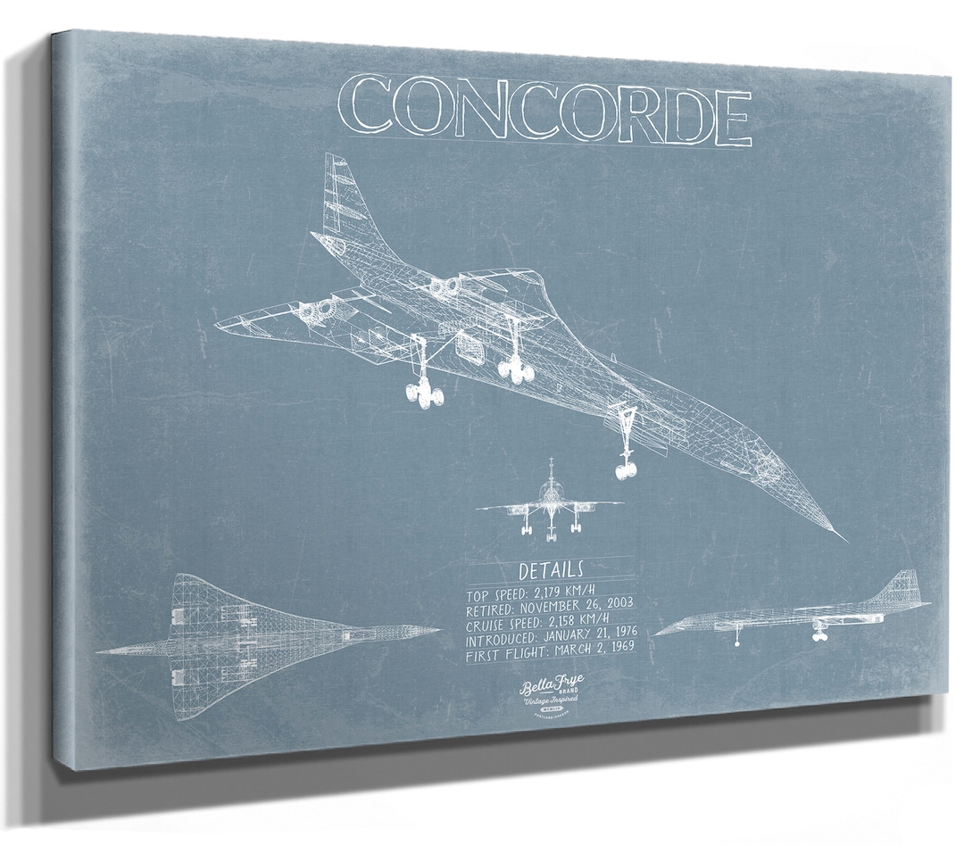 Concorde Aircraft Blueprint Wall Art - Original Airplane Print - Etsy