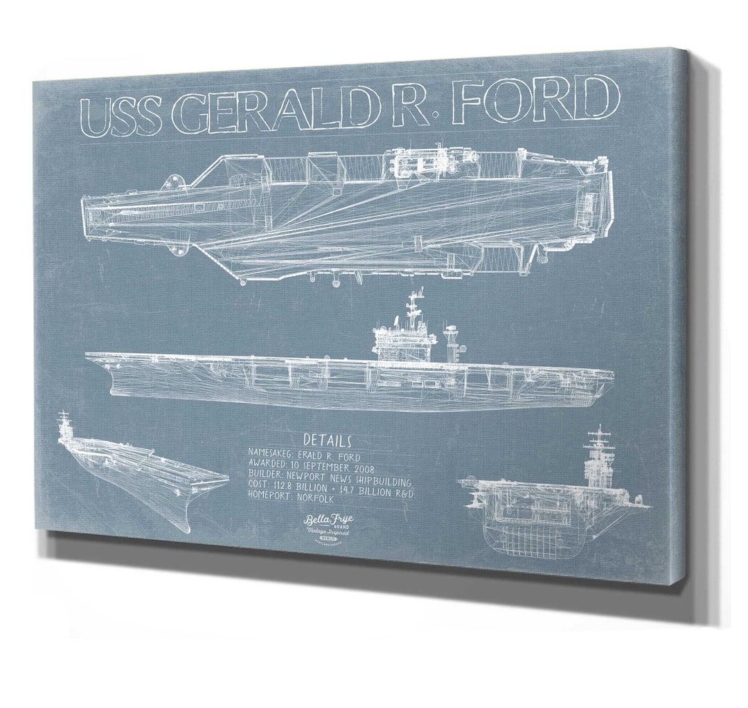 USS Gerald R. Ford Blueprint Wall Art Original Carrier Print - Etsy