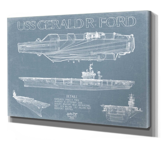 USS Gerald R. Ford Blueprint Wall Art Original Carrier Print - Etsy