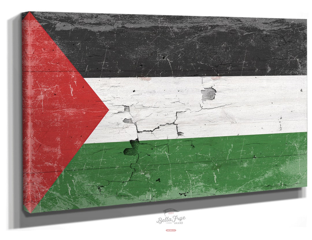 Palestine Flag Wall Art - Vintage Palestine Flag Sign Weathered Wood ...