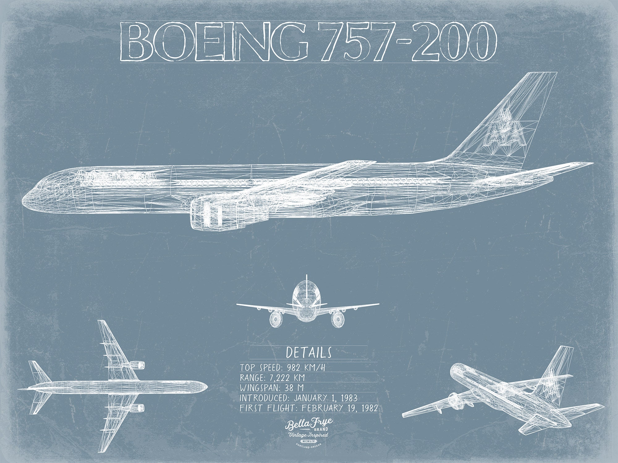 Boeing 757 200 Aircraft Blueprint Wall Art Original Aviation - Etsy