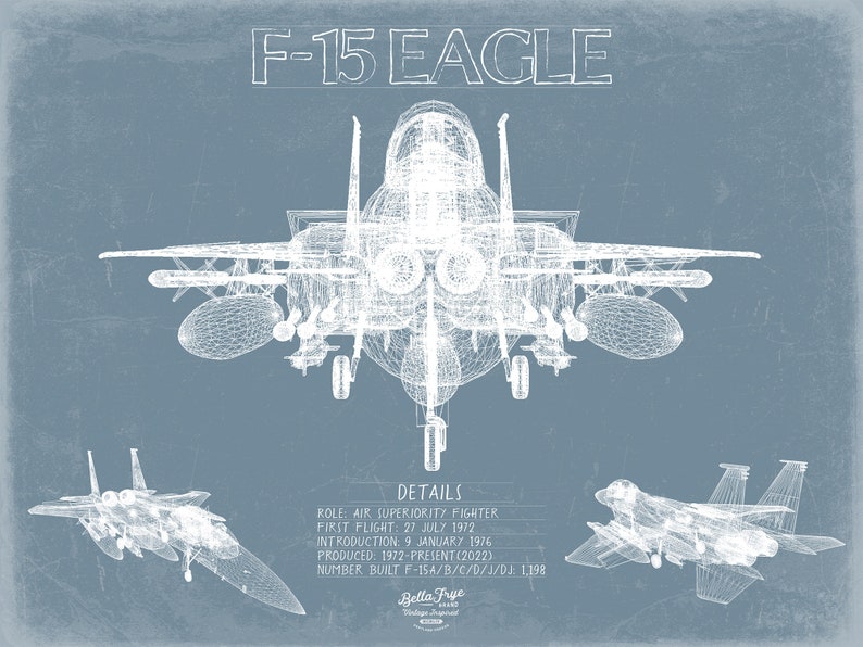 F-15 Eagle Aircraft Blueprint Wall Art Original Fighter - Etsy