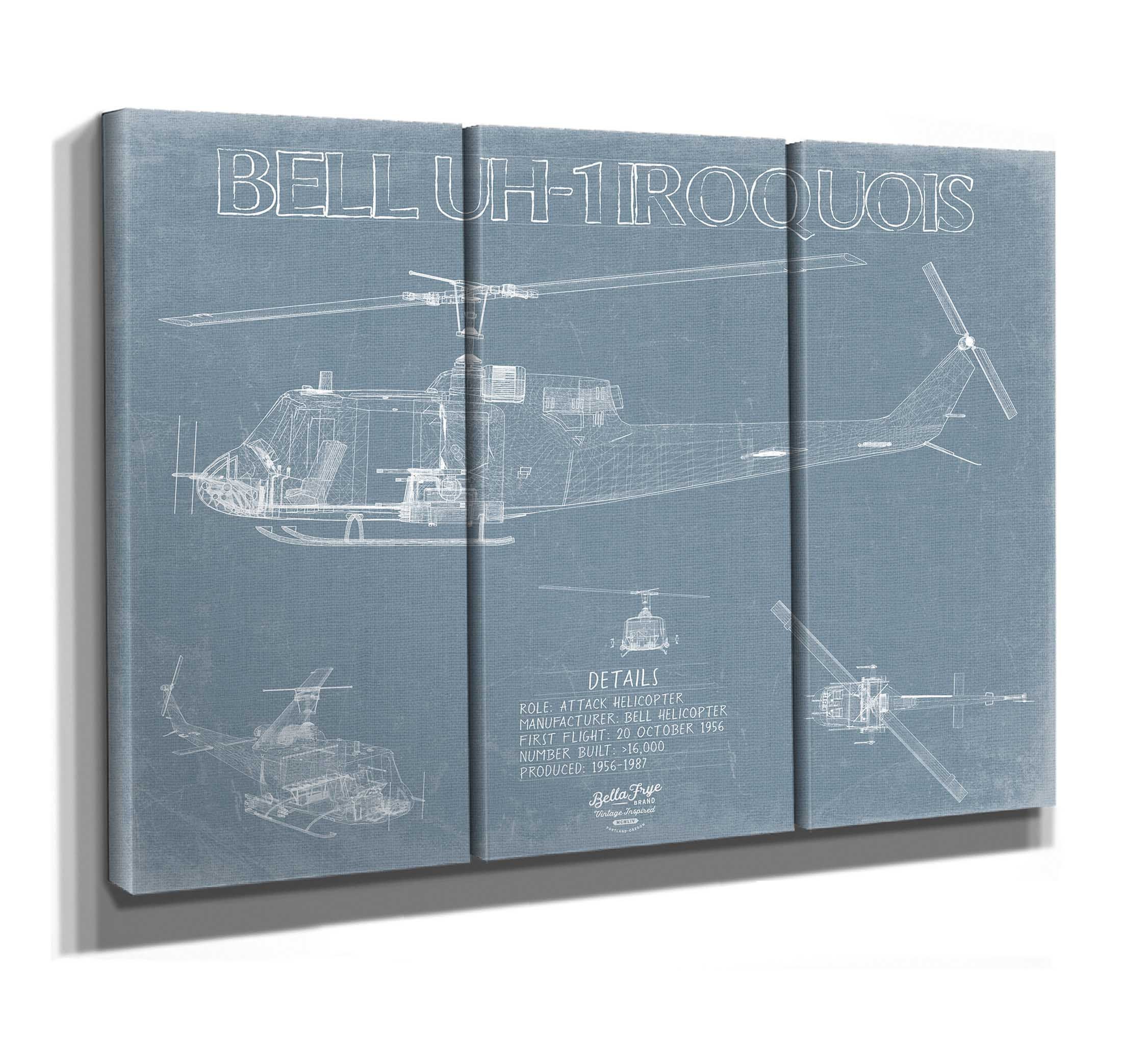 Bell UH-1 Iroquois Helicopter Blueprint Wall Art Original - Etsy