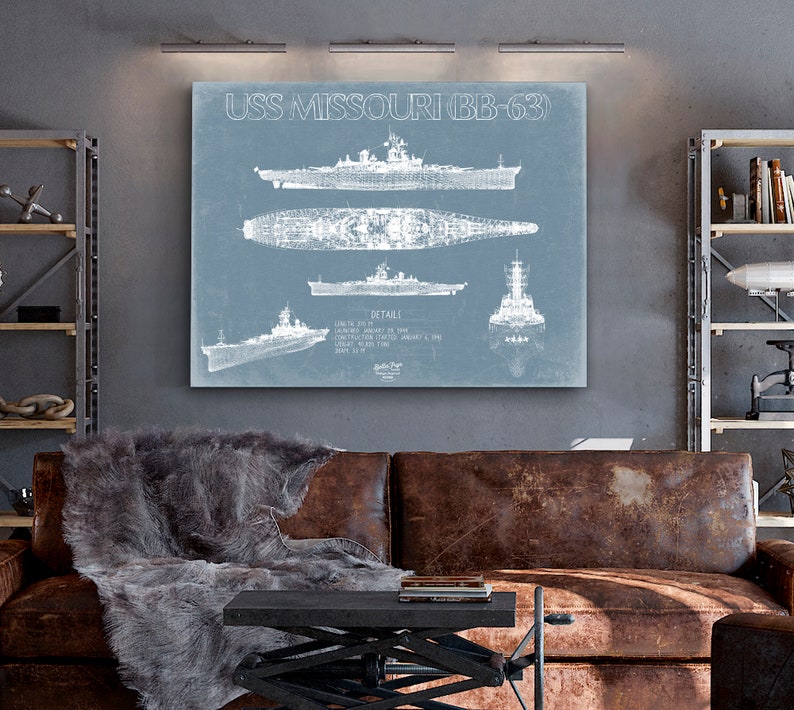 USS Missouri BB-63 Blueprint Wall Art Original Battleship - Etsy