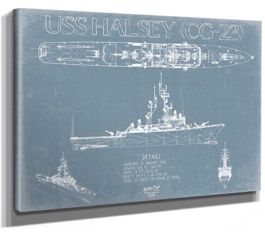 USS Halsey (CG-23) Blueprint Wall Art - Original Cruiser Print - Etsy