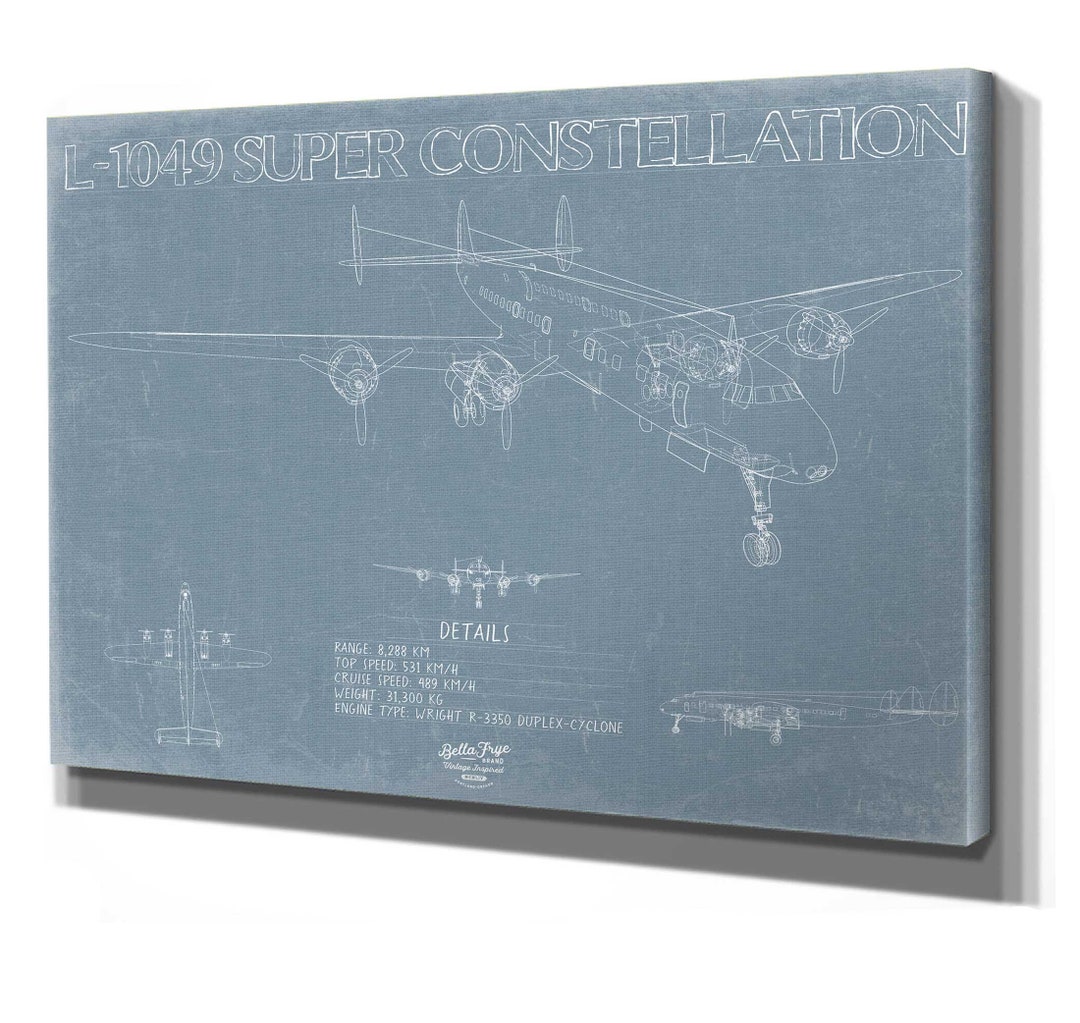 Lockheed L-1049 Super Constellation Aircraft Blueprint Wall Art ...