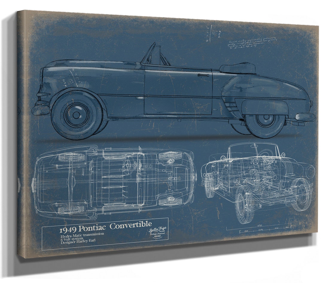 1949 Convertible Car Blueprint, Framed, Unframed, or Canvas Car Auto ...