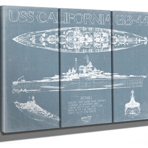 USS California BB-44 Blueprint Wall Art - Original Dreadnought ...