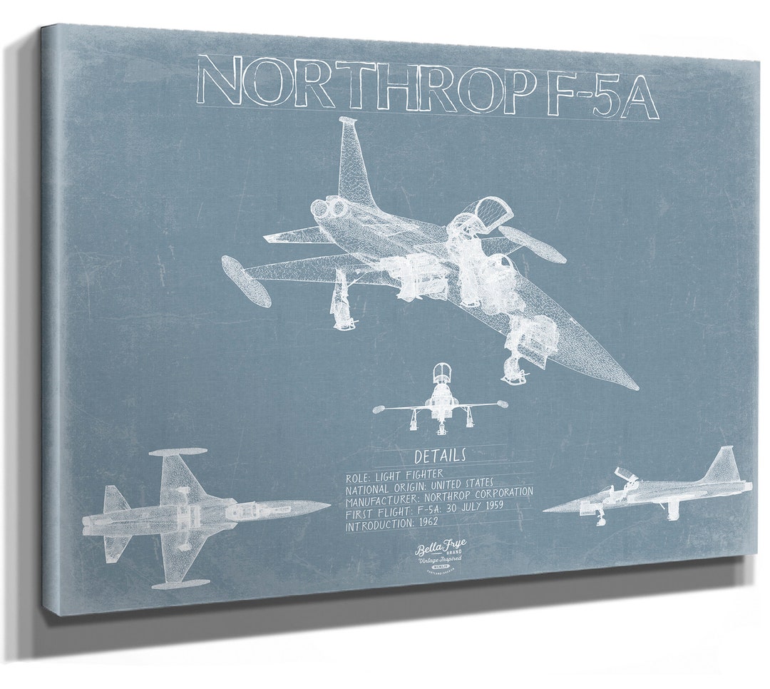 Northrop F-5A Freedom Fighter Aircraft Blueprint Wall Art - Original ...