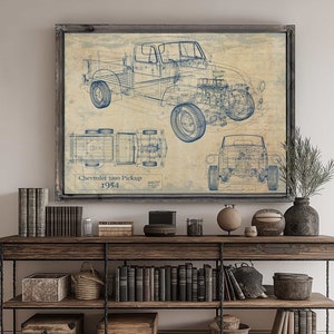 Vintage 1954 Chevrolet 3100 Pickup Model Mancave Blueprint Art - Etsy