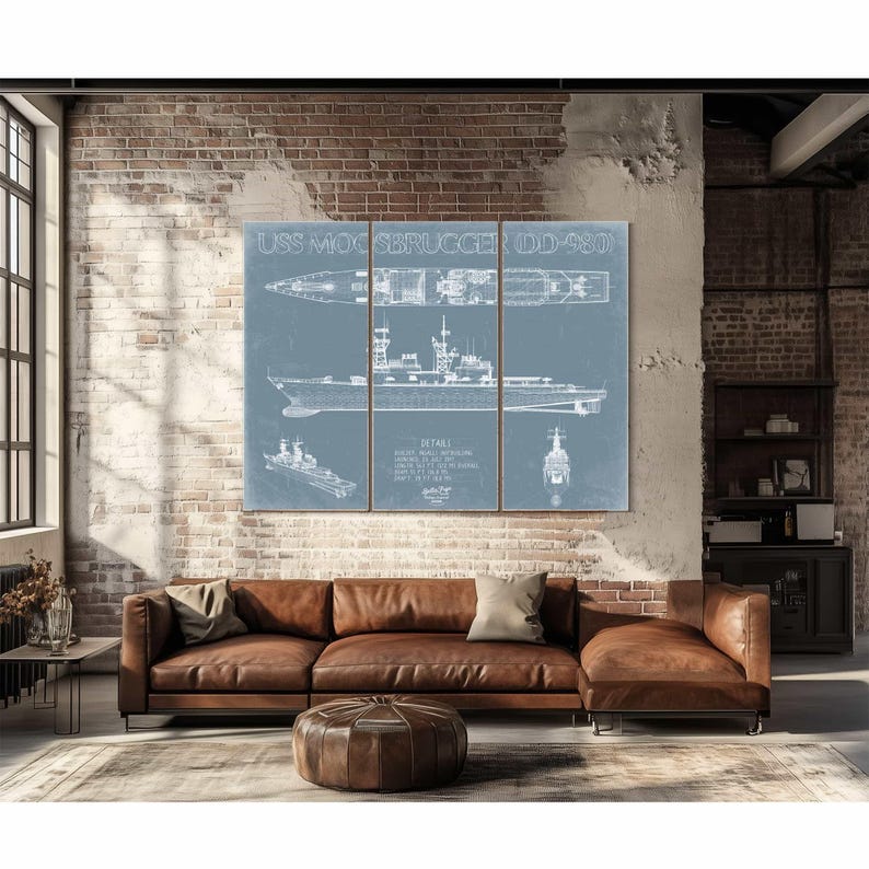 USS Moosbrugger (DD-980) Blueprint Wall Art - Original Destroyer Print ...