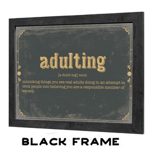 Adulting Word Definition Wall Art Gift for Adulting Dictionary Artwork ...