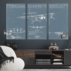 F7F Tigercat Blueprint Wall Art Original Airplane Print - Etsy