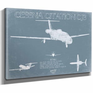 Cessna Citation CJ3 Aircraft Blueprint Wall Art - Original Airplane ...