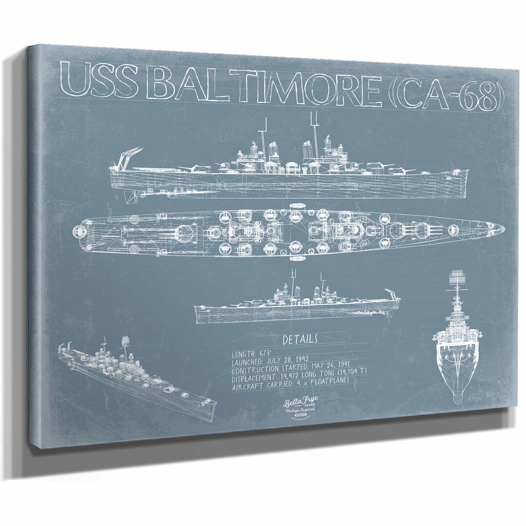 USS Baltimore (CA-68) Blueprint Wall Art - Original Cruiser Print - Etsy