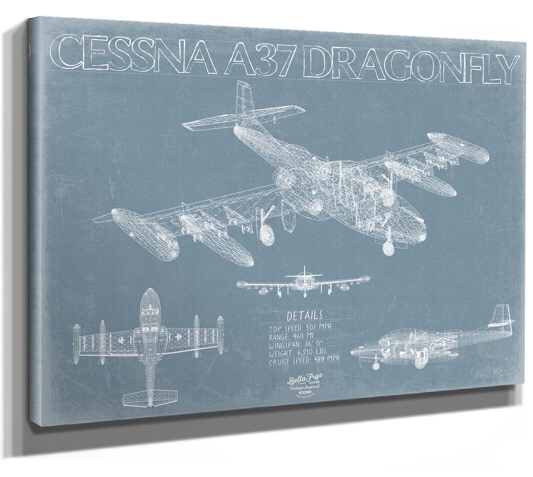 Cessna A-37 Dragonfly Aircraft Blueprint Wall Art - Original Airplane Print - Etsy