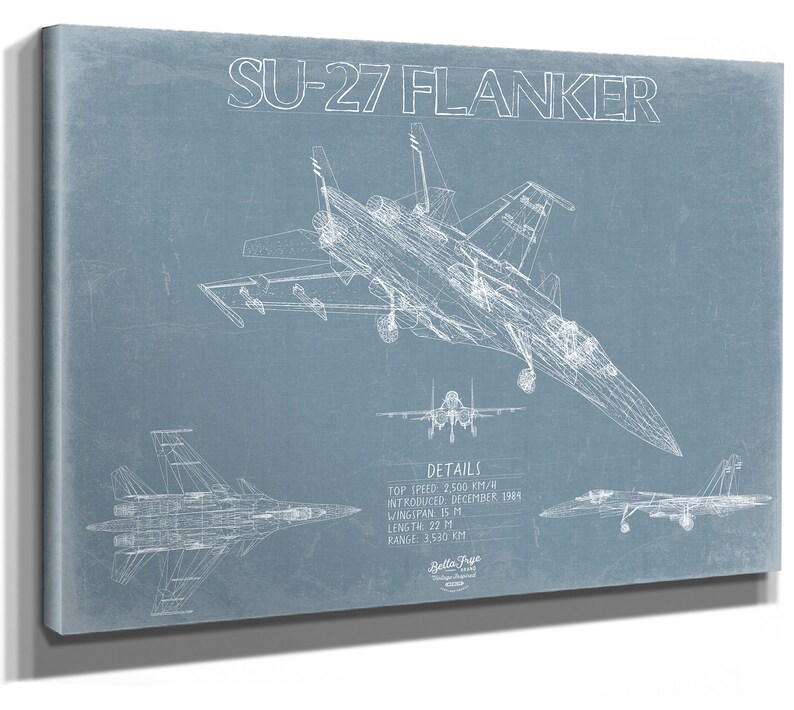 Sukhoi Su-27 Flanker Aircraft Blueprint Wall Art Original - Etsy