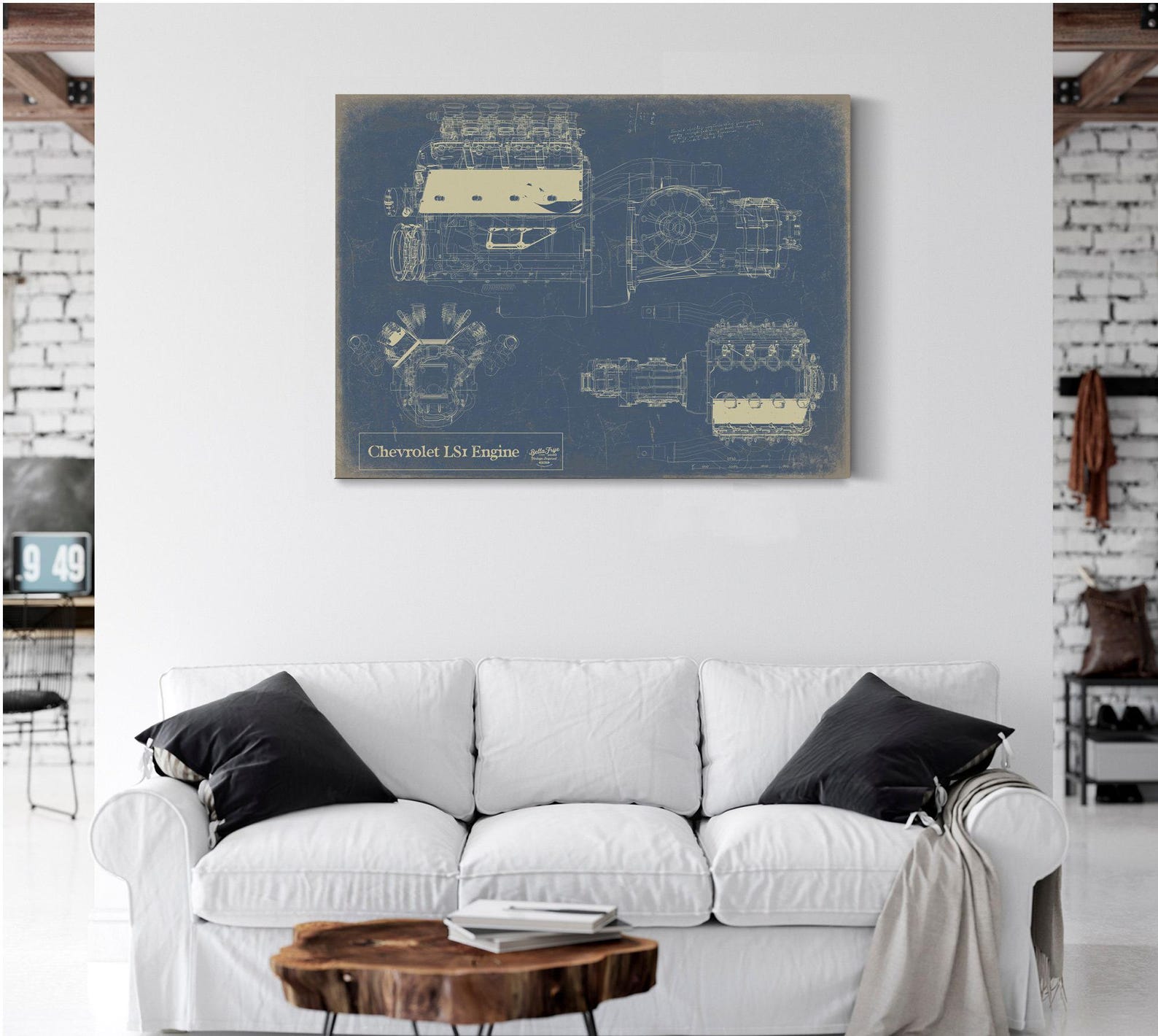 Vintage Chevrolet LS1 Engine Print, Original Blueprint Canvas - Etsy