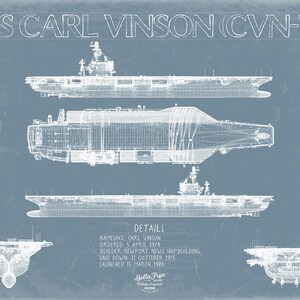 USS Carl Vinson CVN-70 Blueprint Wall Art - Original Carrier Print - Etsy