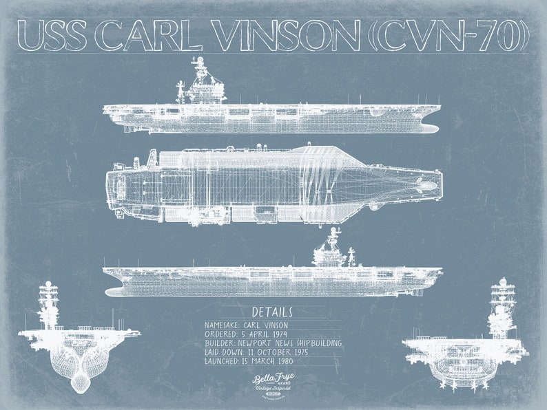 USS Carl Vinson CVN-70 Blueprint Wall Art Original Carrier - Etsy
