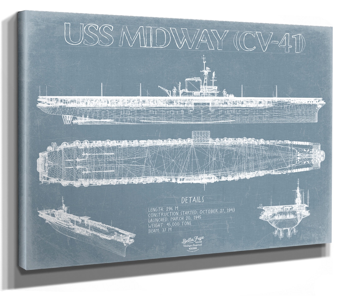 USS Midway (CV-41) Blueprint Wall Art - Original Carrier Print - Etsy