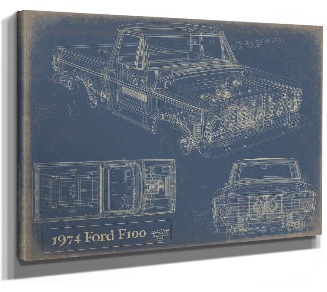 1974 Ford F100 Truck Model Mancave Blueprint Art - Etsy