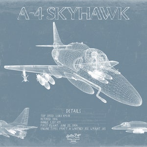 Douglas A-4 Skyhawk Aircraft Blueprint Wall Art - Original Airplane ...
