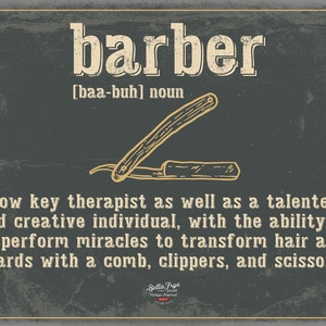Barber Word Definition Wall Art - Gift for Barber Dictionary Artwork - Etsy