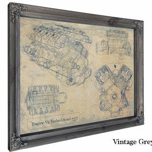 Vintage Engine V8 Turbo Diesel Print, Original Blueprint Canvas - Etsy