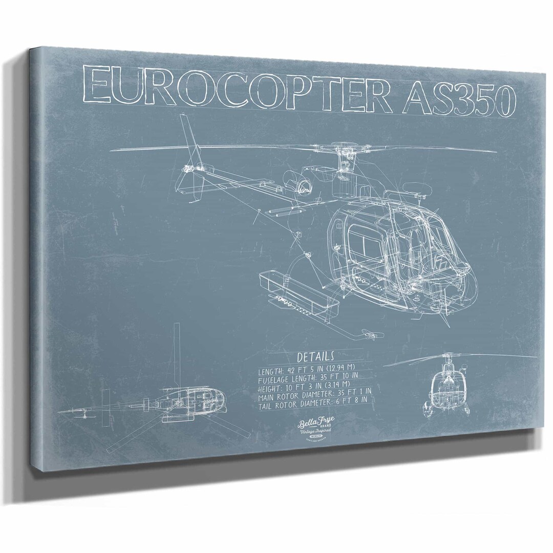 Eurocopter AS350 Écureuil Blueprint Wall Art - Original Aviation Print ...