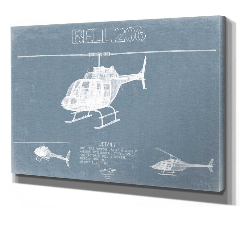 Bell 206 Helicopter Blueprint Wall Art Original Aviation - Etsy