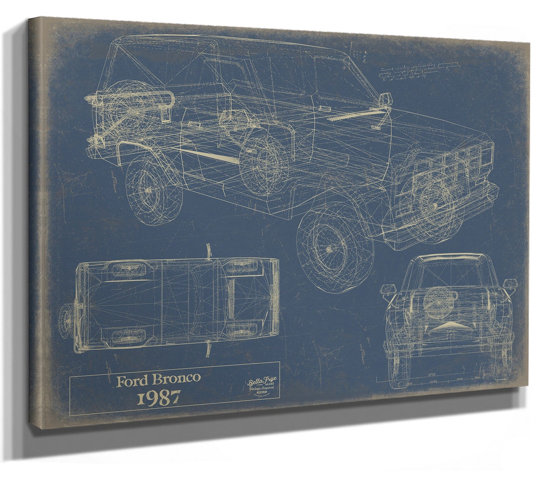 Vintage 1987 Ford Bronco Car Model Print, Gifts for Him, Original ...
