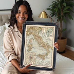 Framed Italy Vintage Map - Ornate Embellishment Frame With Print - Etsy