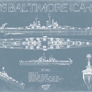 USS Baltimore (CA-68) Blueprint Wall Art - Original Cruiser Print - Etsy