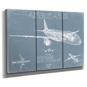 Airbus A320 Aircraft Blueprint Wall Art - Original Aviation Plane Print ...