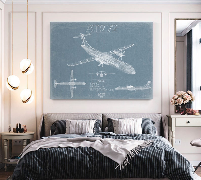 ATR 72 Aircraft Blueprint Wall Art Original Aviation Plane - Etsy
