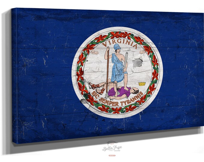 Virginia Wood Flag Flags Rustic Flags Wooden Handmade Sign State Sign ...