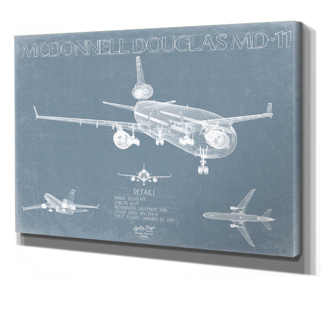 Mcdonnell Douglas MD-11 Aircraft Blueprint Wall Art - Original Aviation ...
