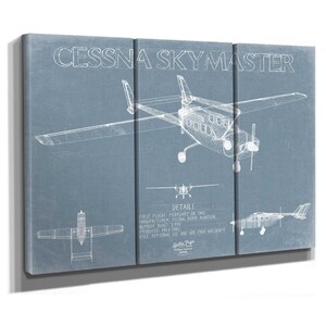 Cessna 337 Skymaster Aircraft Blueprint Wall Art - Original Airplane ...