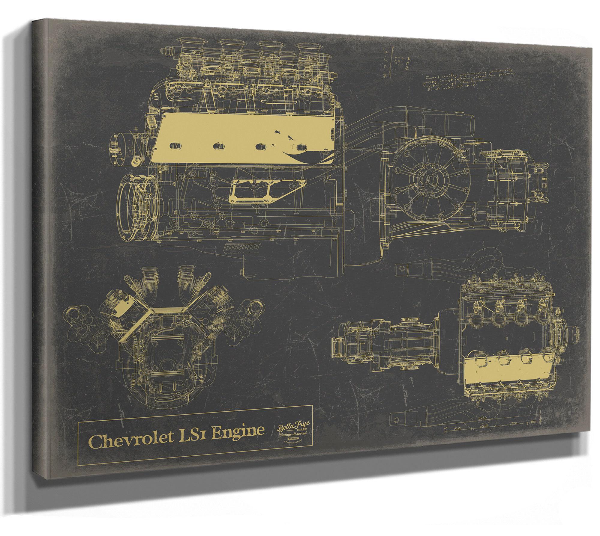 Vintage Chevrolet LS1 Engine Print, Original Blueprint Canvas - Etsy