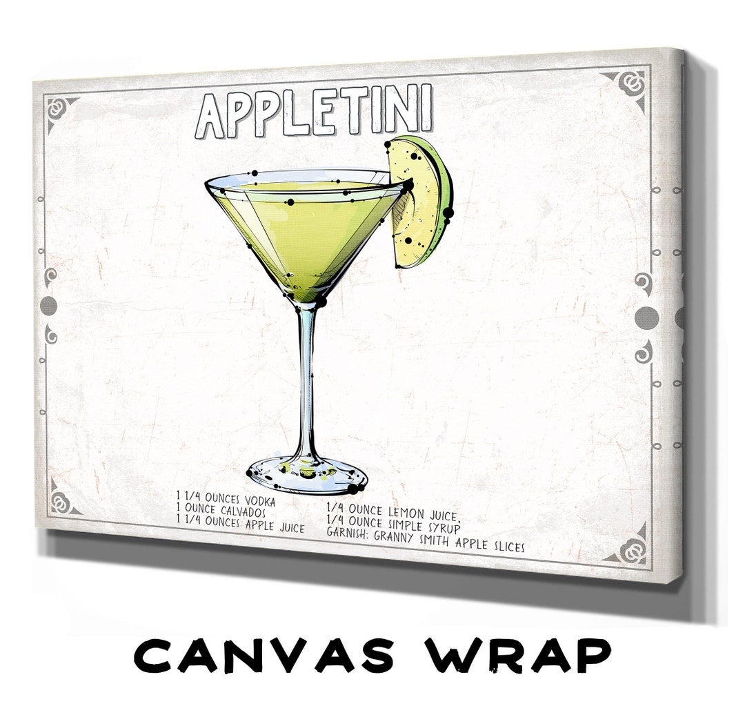 Appletini Cocktail Recipe Wall Art Beverage Artwork - Etsy