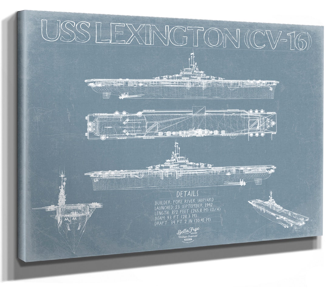 USS Lexington (CV-16) Blueprint Wall Art - Original Carrier Print - Etsy