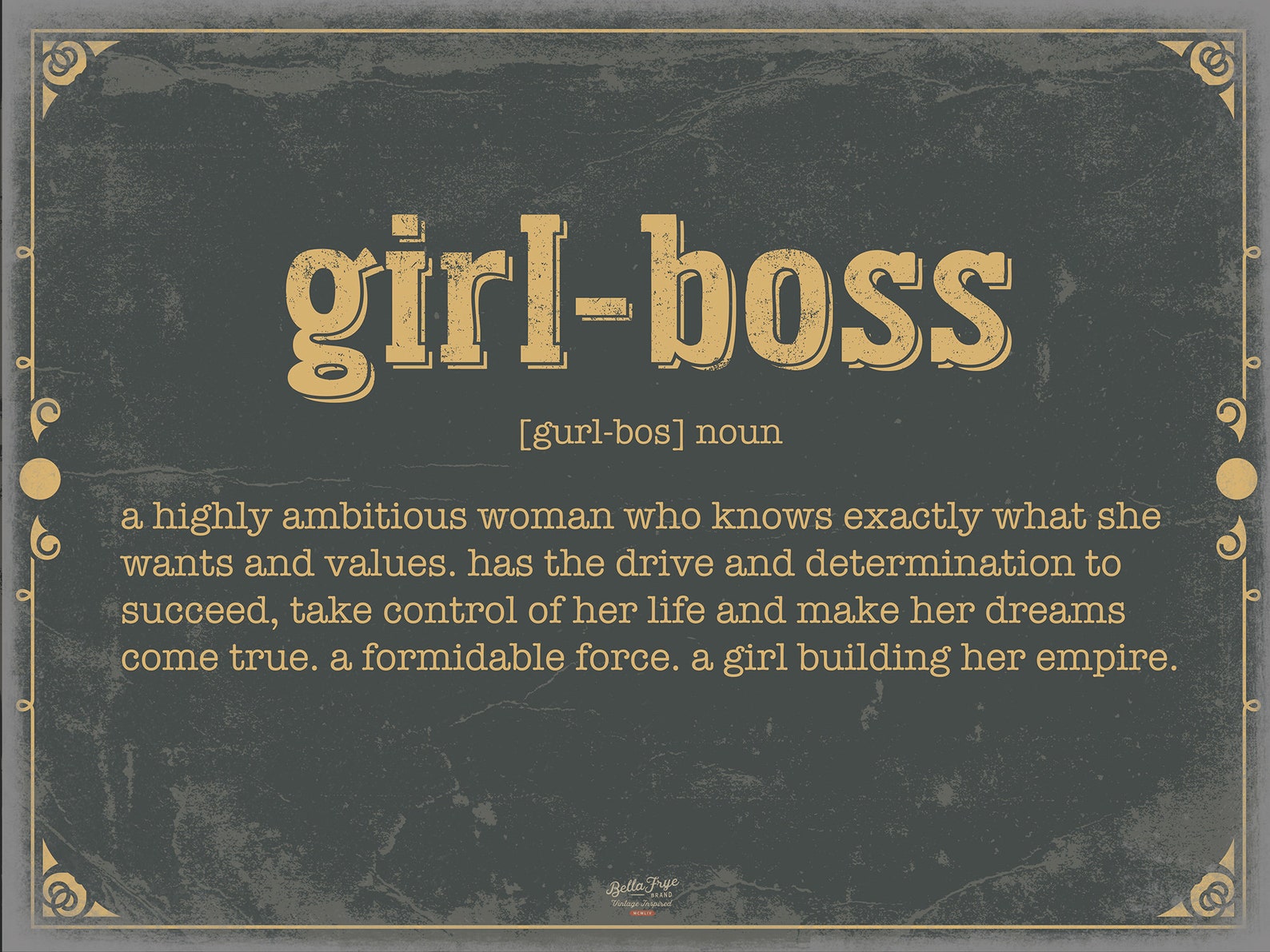 Girl-boss Word Definition Wall Art Gift for Girlboss - Etsy