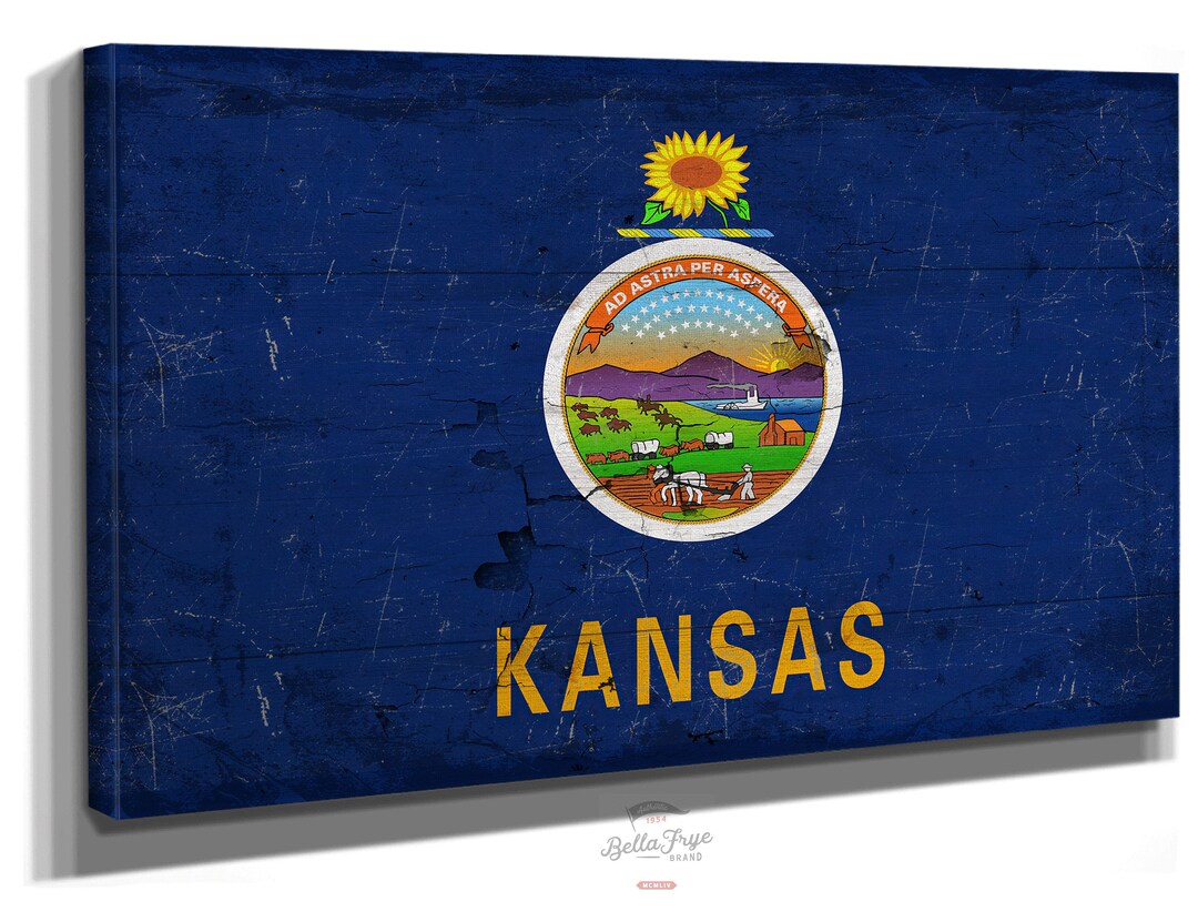 Kansas Flag Wall Art - Vintage State of Kansas Sign - Etsy