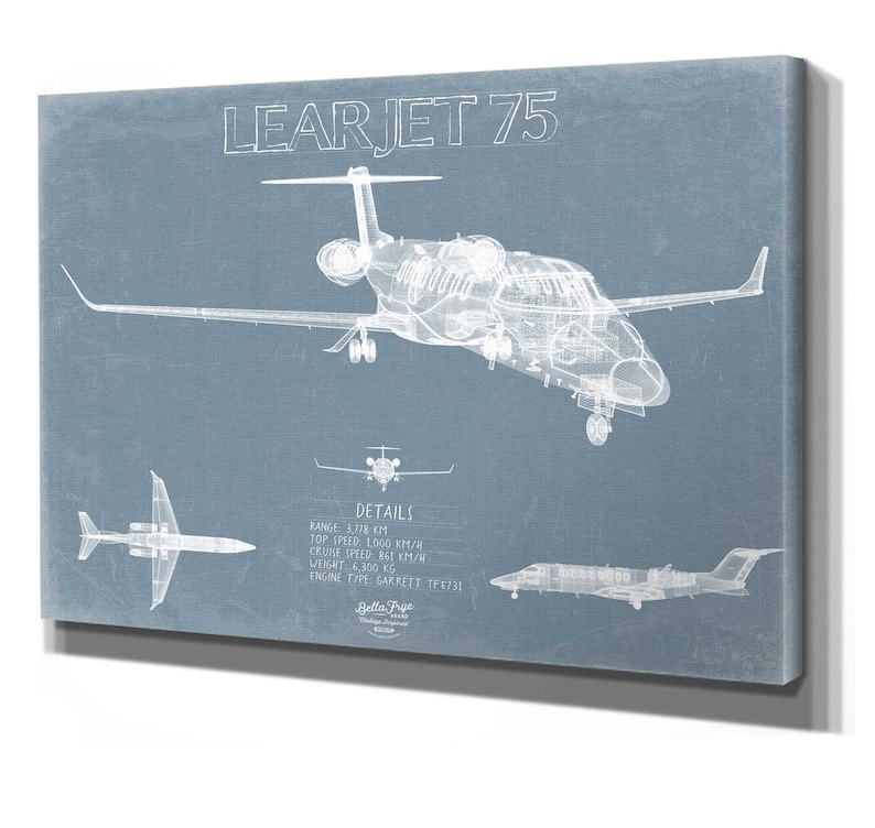 Learjet 75 Aircraft Blueprint Wall Art Original Airplane - Etsy