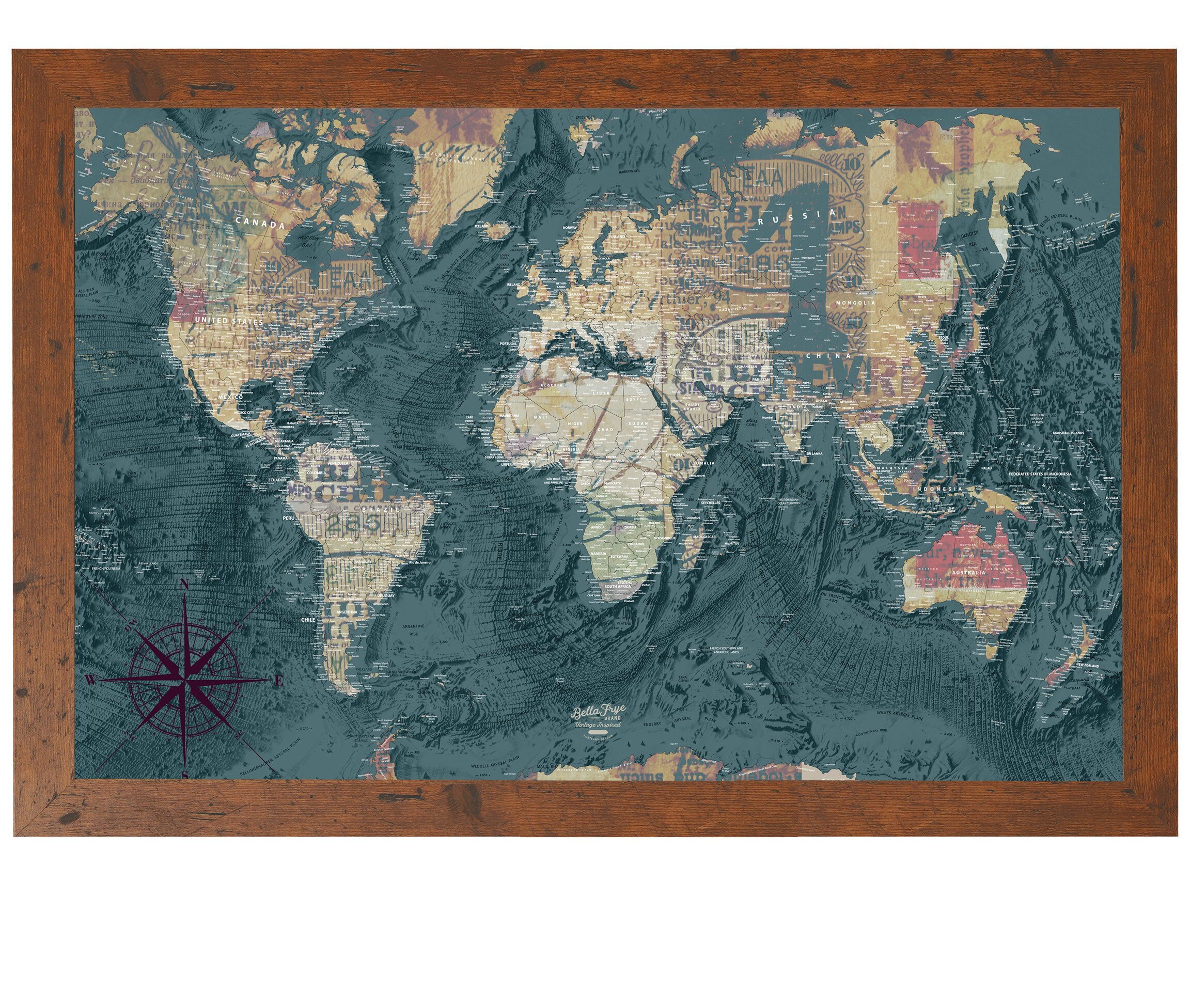 Large World Map Wall Art Original Canvas World Map With - Etsy