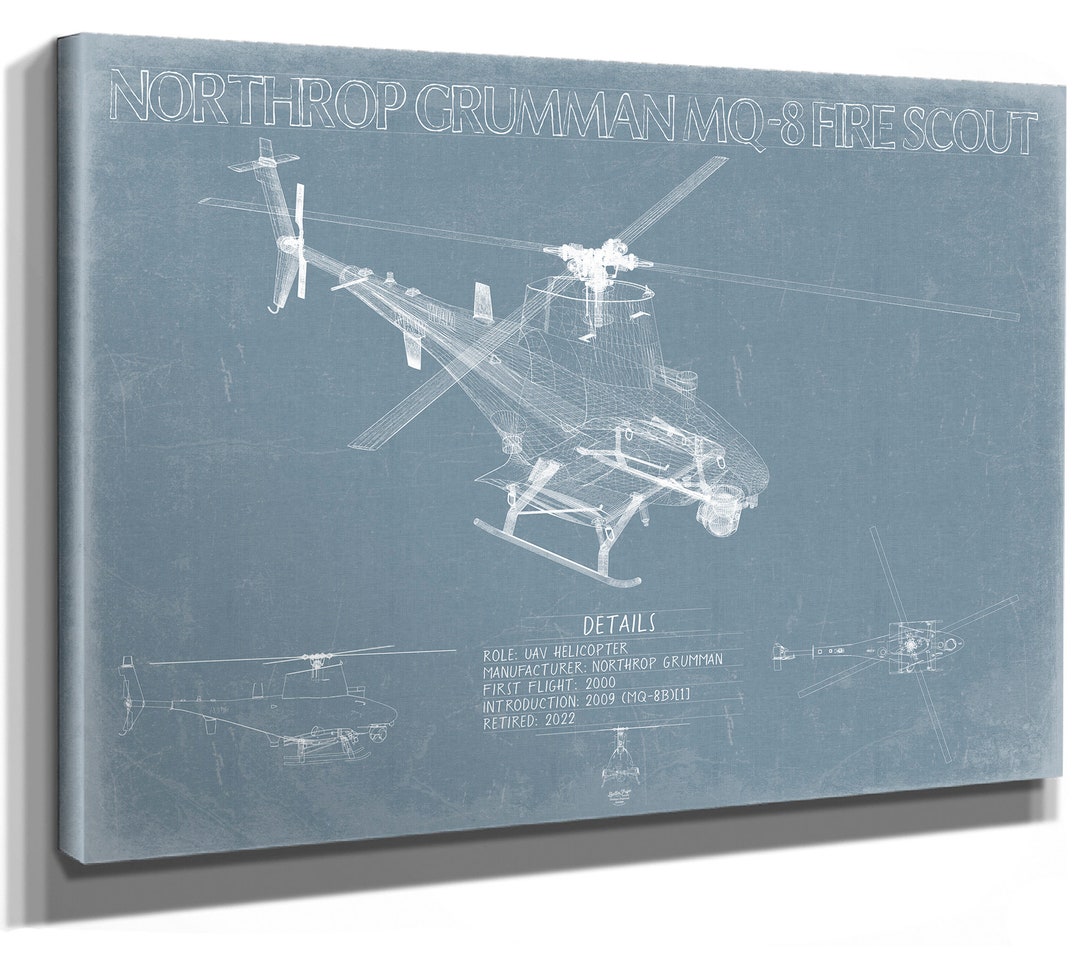 MQ-8 Firescout UAV Blueprint Wall Art - Original Airplane Print - Etsy